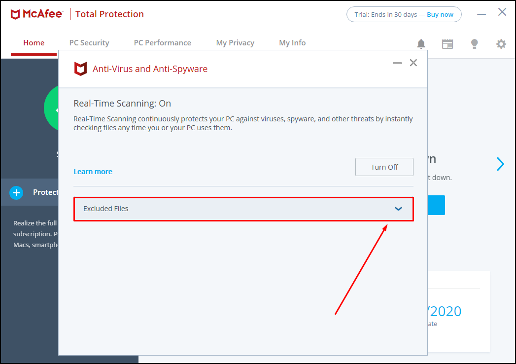 How to make an exception for Surfshark in the McAfee antivirus settings ...