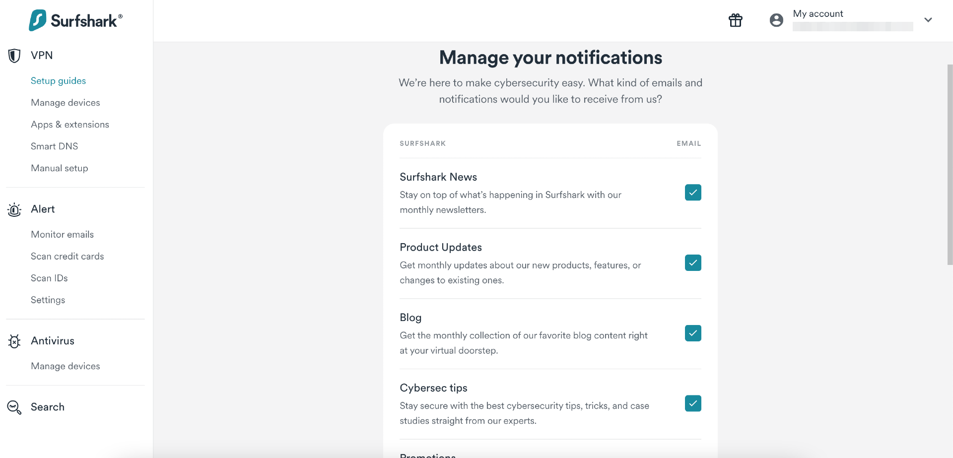 How to manage Surfshark email notifications – Surfshark Customer Support